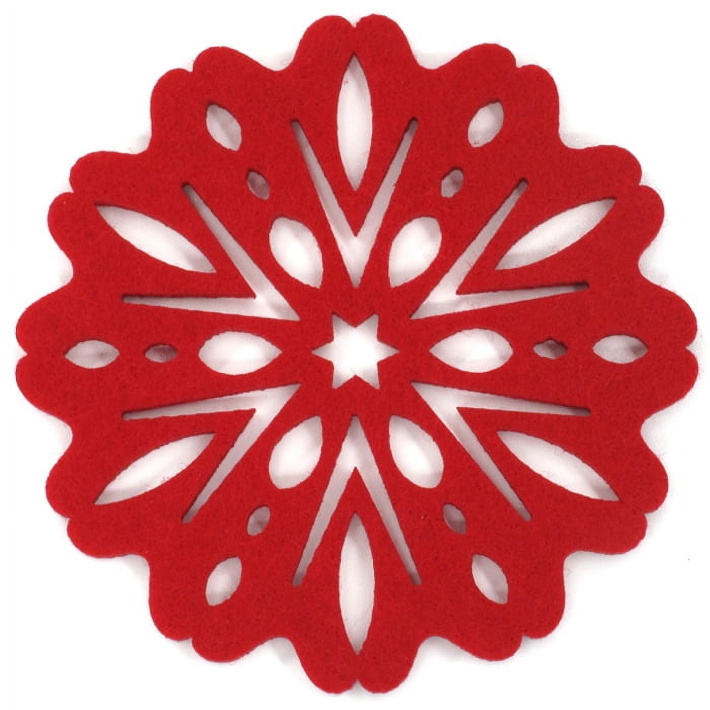 Floral Snowflakes Felt Coasters, Set of 4 (RED) - Walmart.com