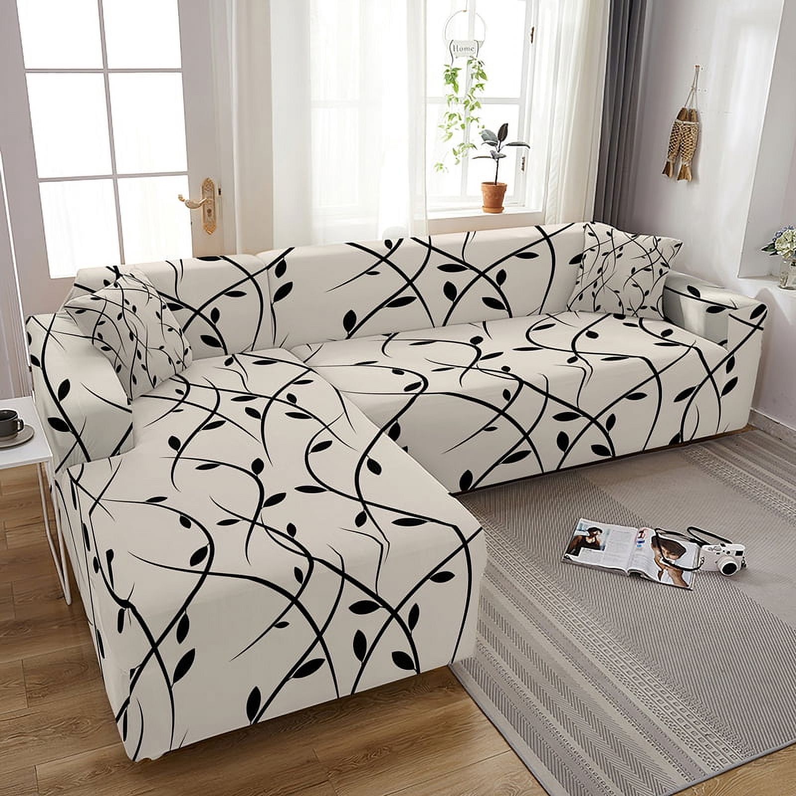 Floral Sofa Cover For Living Room Sectional 1/2/3/4 Seaters Couch Cover ...