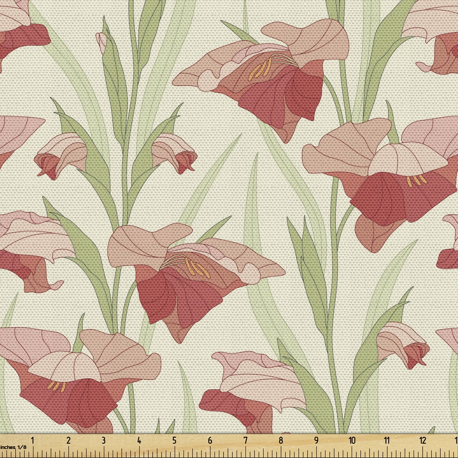 Ambesonne Floral Fabric by the Yard Upholstery, Graphic Flowers Close ...