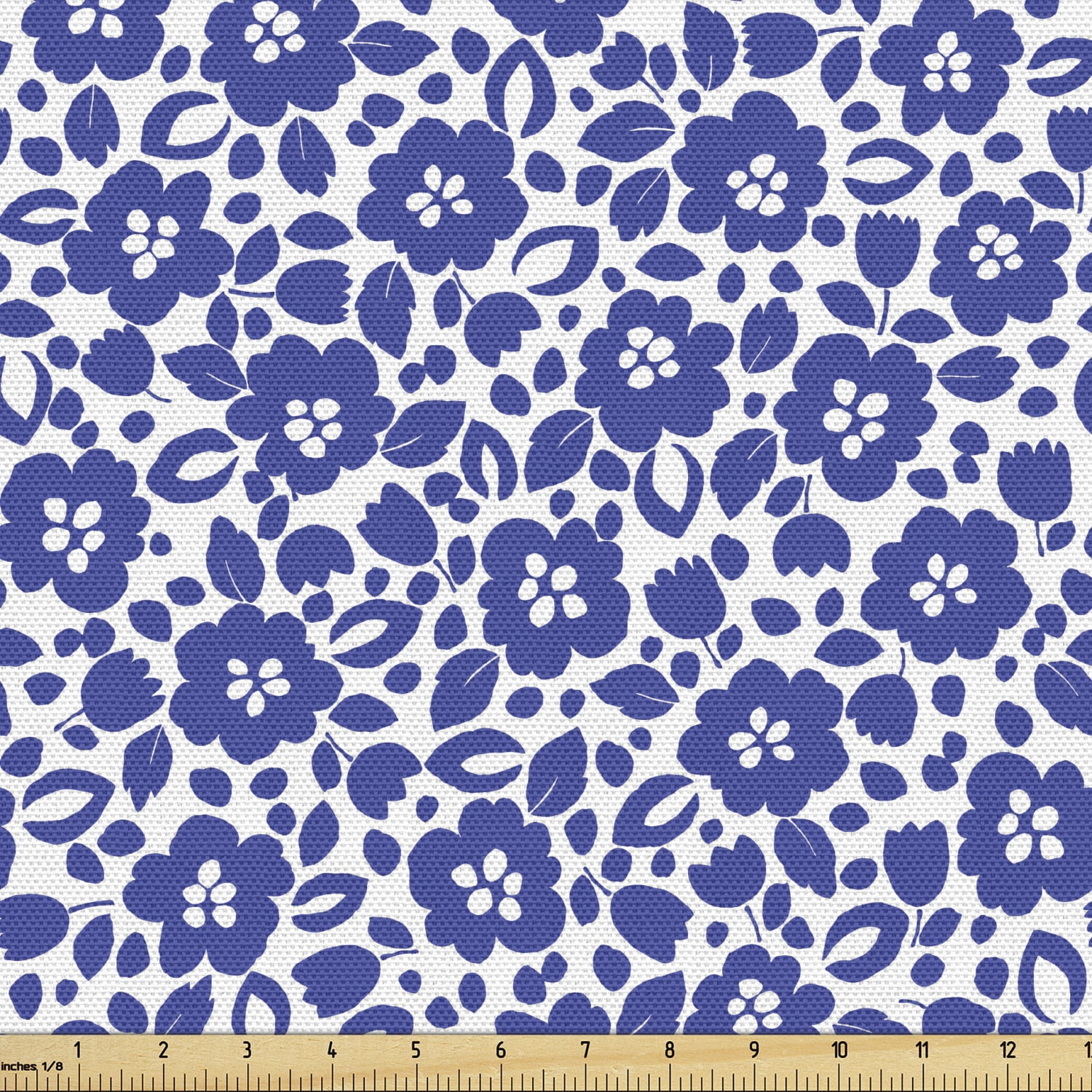 Ambesonne Floral Fabric by the Yard Upholstery, Monochrome Spring ...