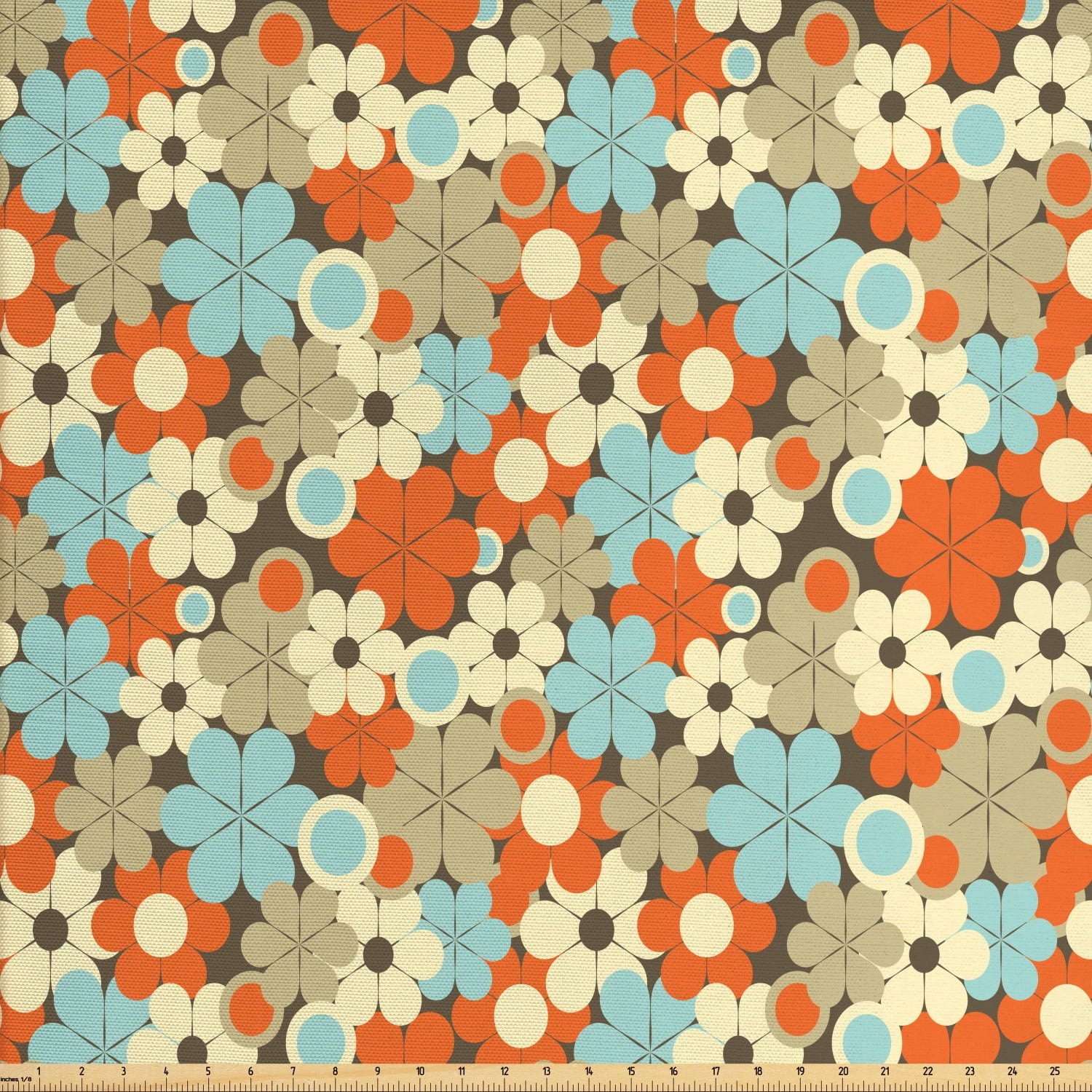Ambesonne Floral Fabric by the Yard Upholstery, Retro Simple Flowers, 2 ...
