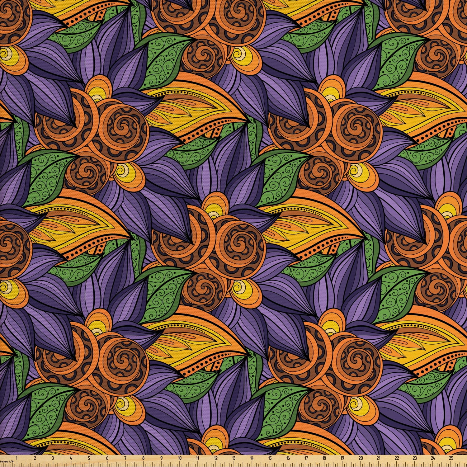 Ambesonne Floral Fabric by the Yard Upholstery, Tropicana Vibes Botany ...