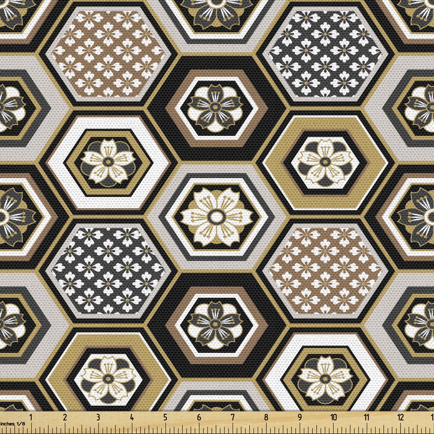 Ambesonne Floral Fabric by the Yard Upholstery, Victorian Damask Rococo ...