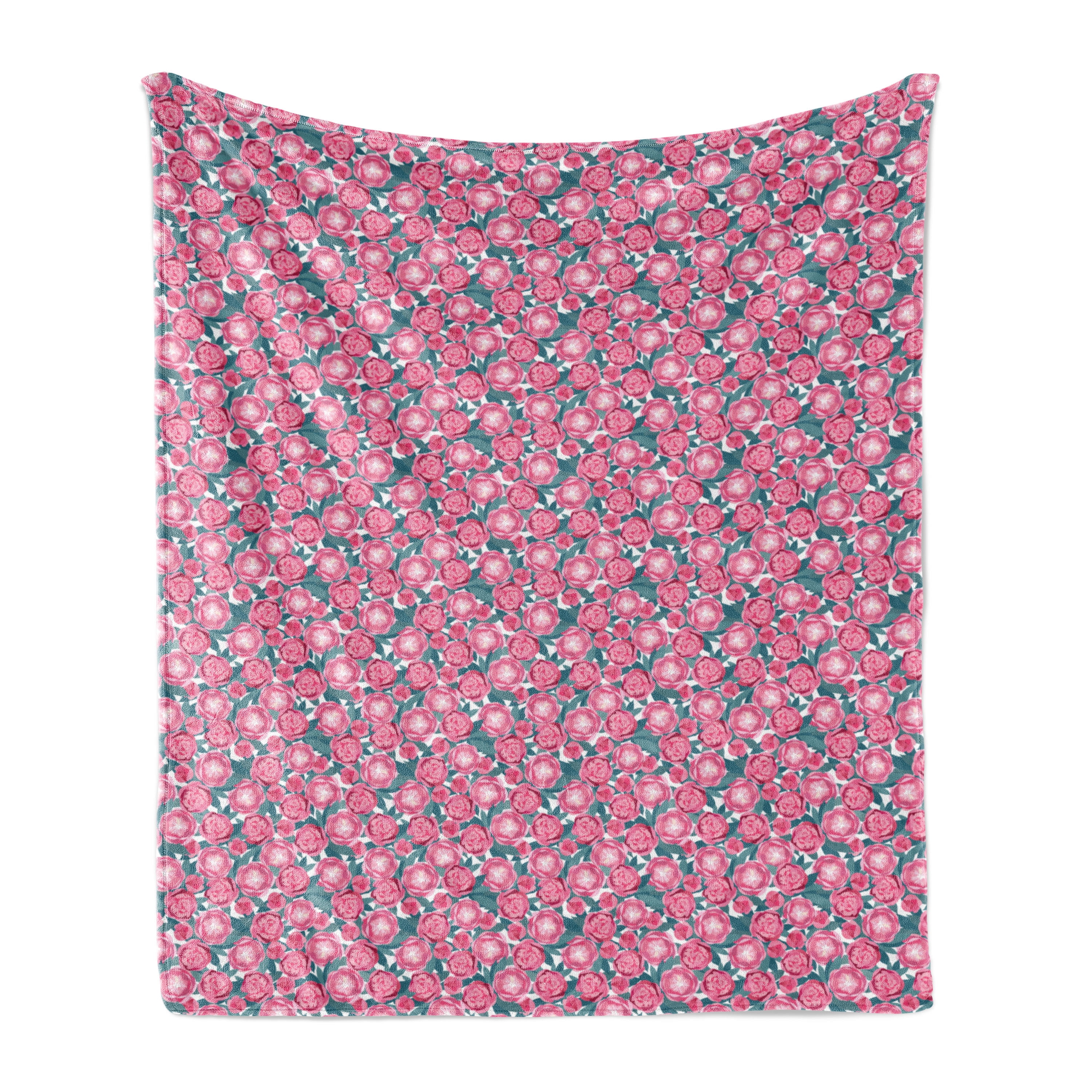 Floral Soft Flannel Fleece Throw Blanket, Abstract Pink Flower Blossoms ...