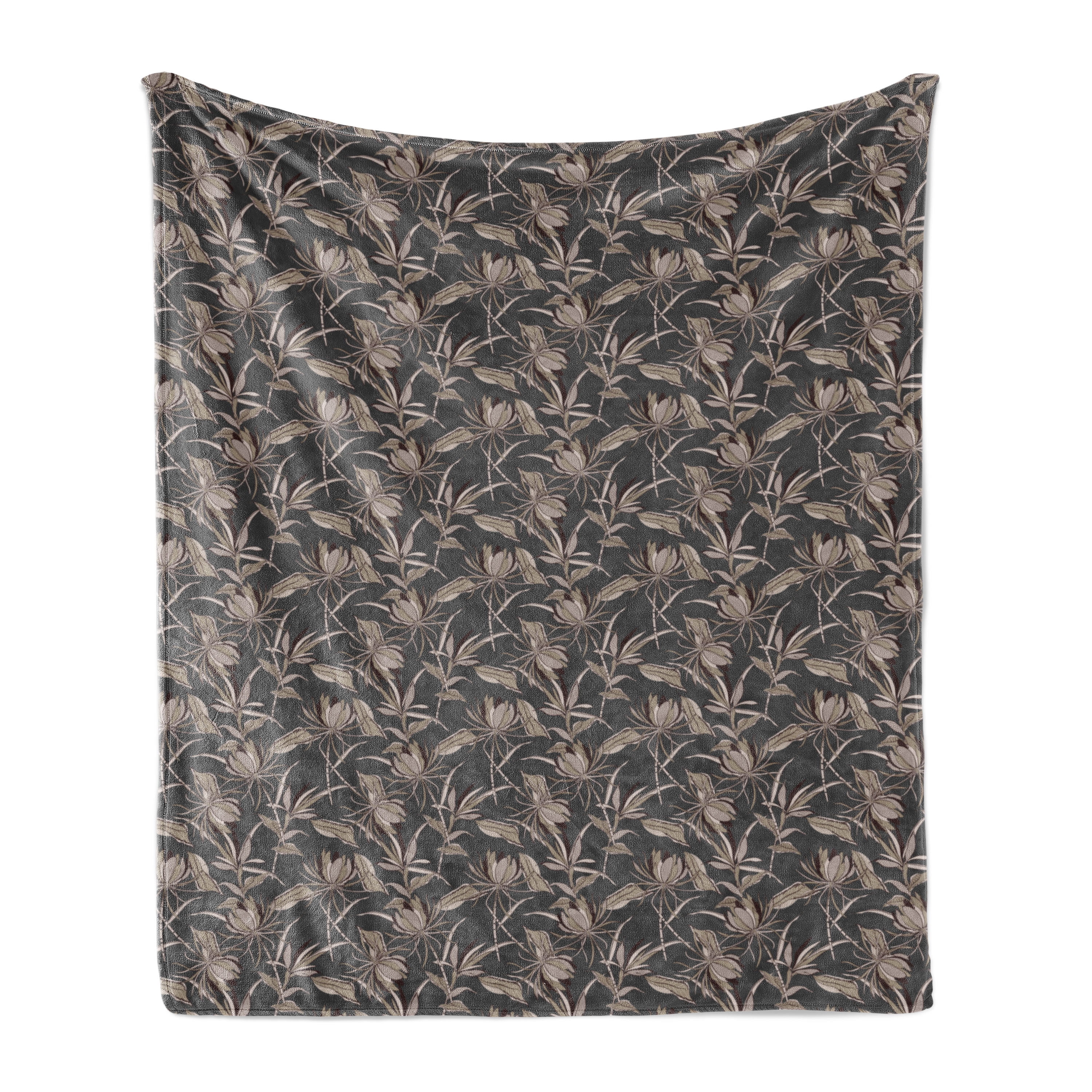 Floral Soft Flannel Fleece Throw Blanket, Hand Drawn Exotic Flowers and ...