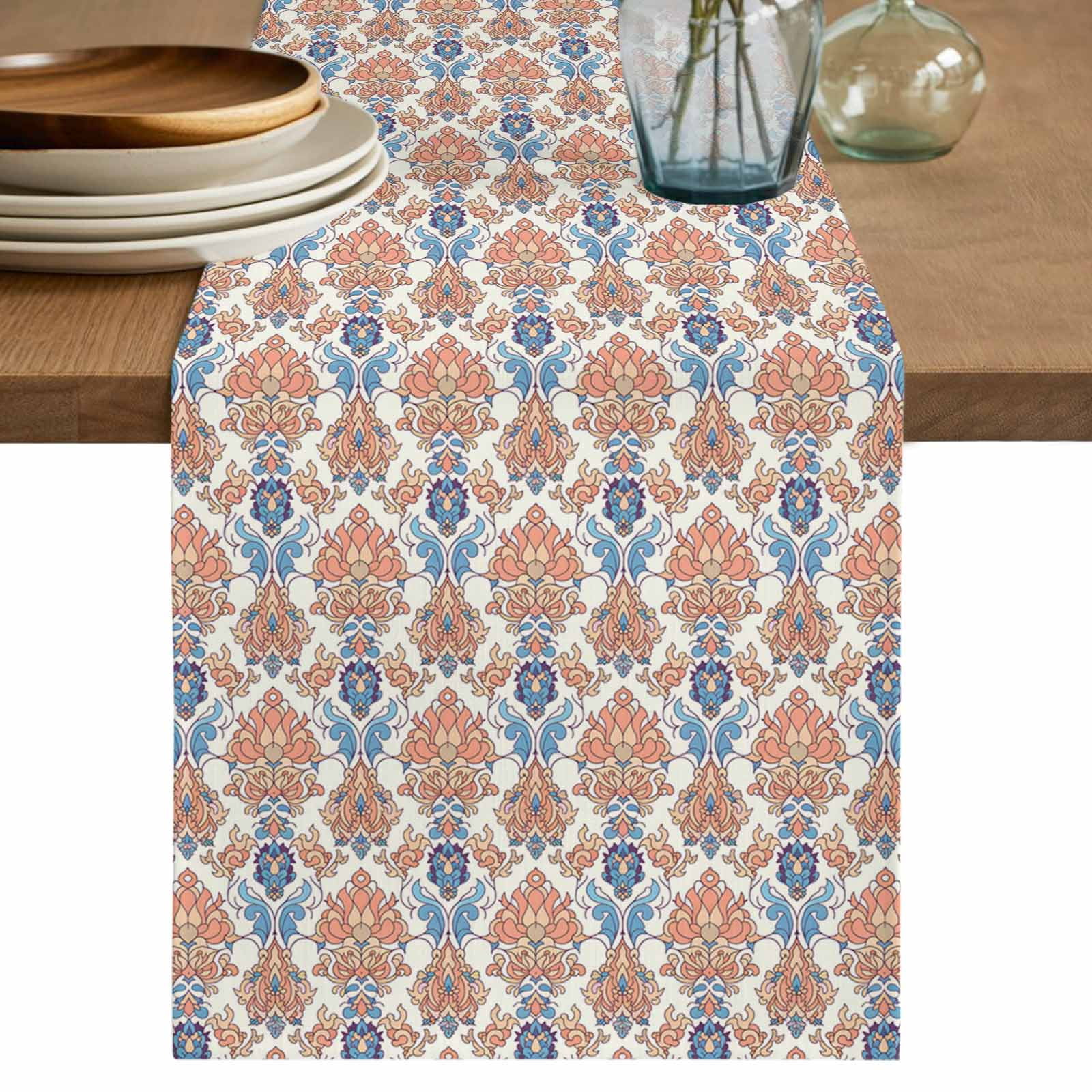 Floral Southwest Ethnic Group Table Runner, Country Retro Style Cotton ...