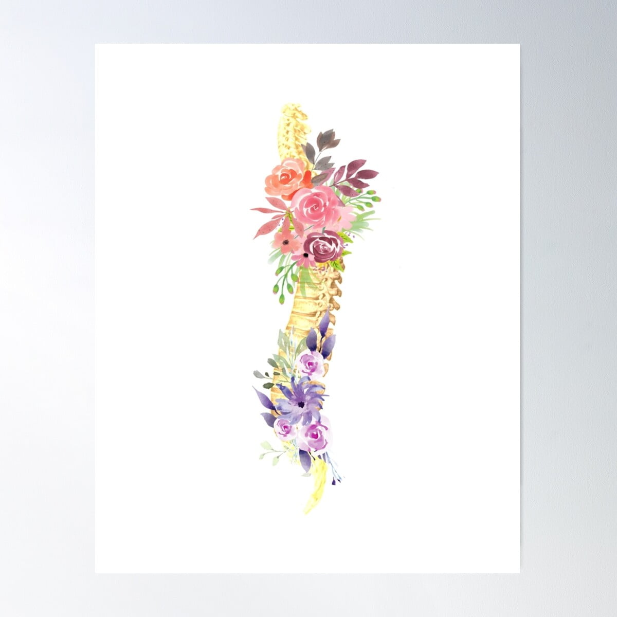 Floral Spine Anatomy Poster Wall Art, Modern Wall Decor For Living Room ...