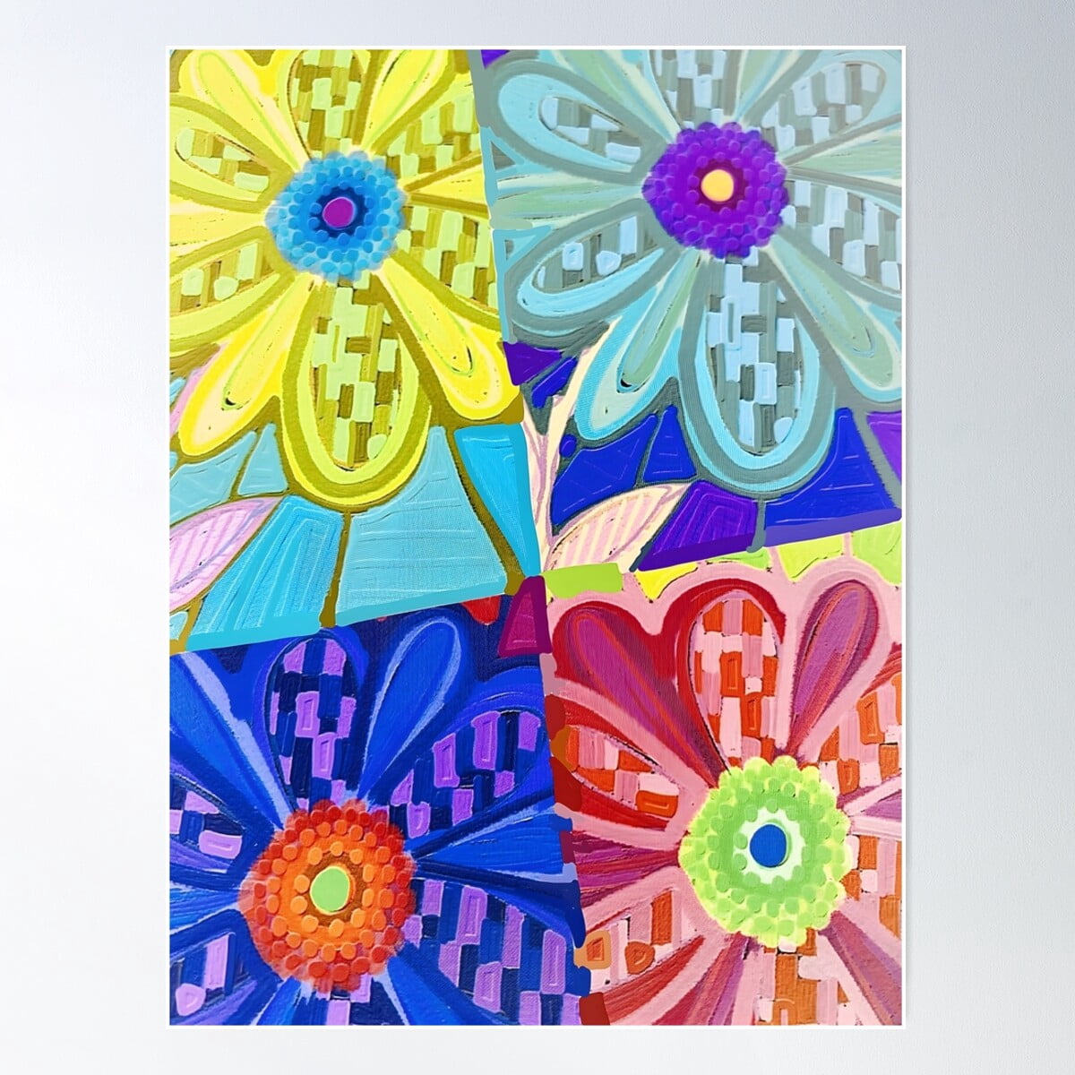 Floral Split Tropical Poster Wall Art, Modern Wall Decor For Living ...