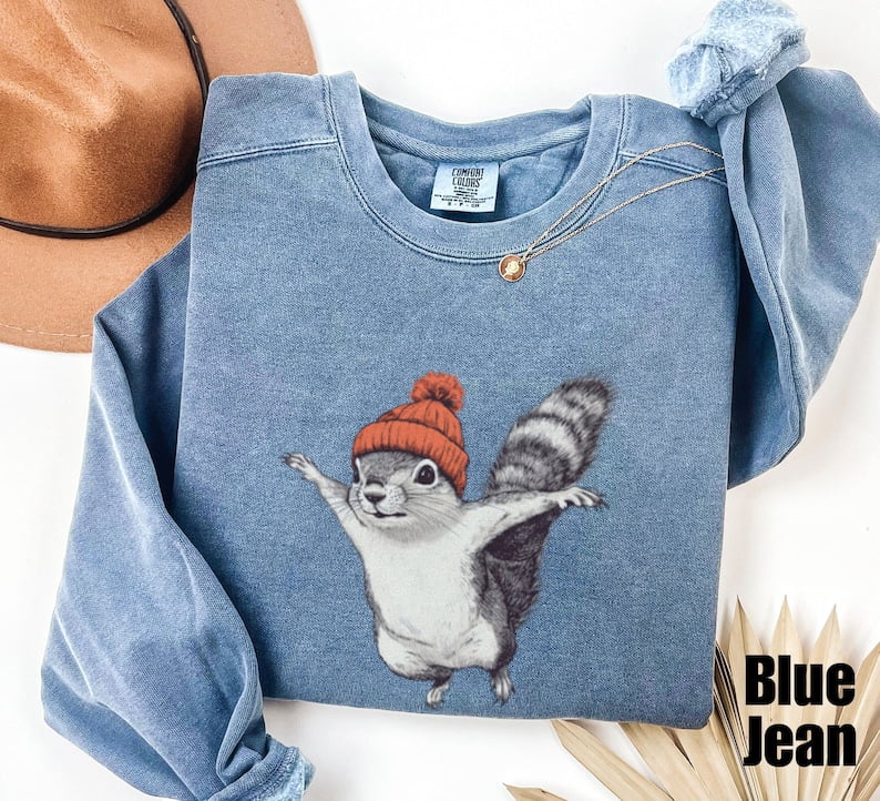 Floral Squirrel Comfort Colors Sweatshirt, Squirrel Tee, Squirrel ...
