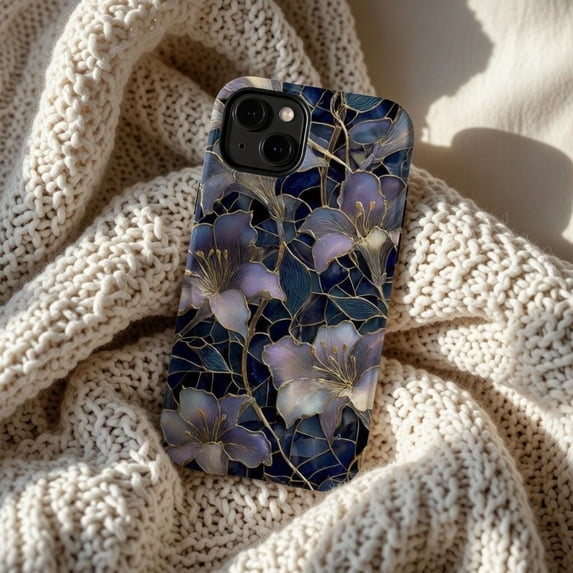 Floral Stained Glass Phone Case - Vibrant Flower Art Tough MagSafe ...