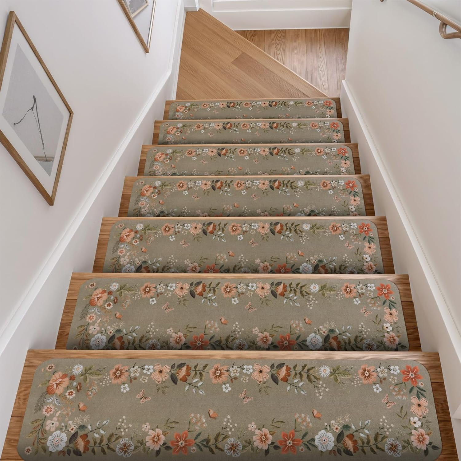 Floral Stair Treads Non-Slip Stair Runners for Wooden Steps Indoor ...