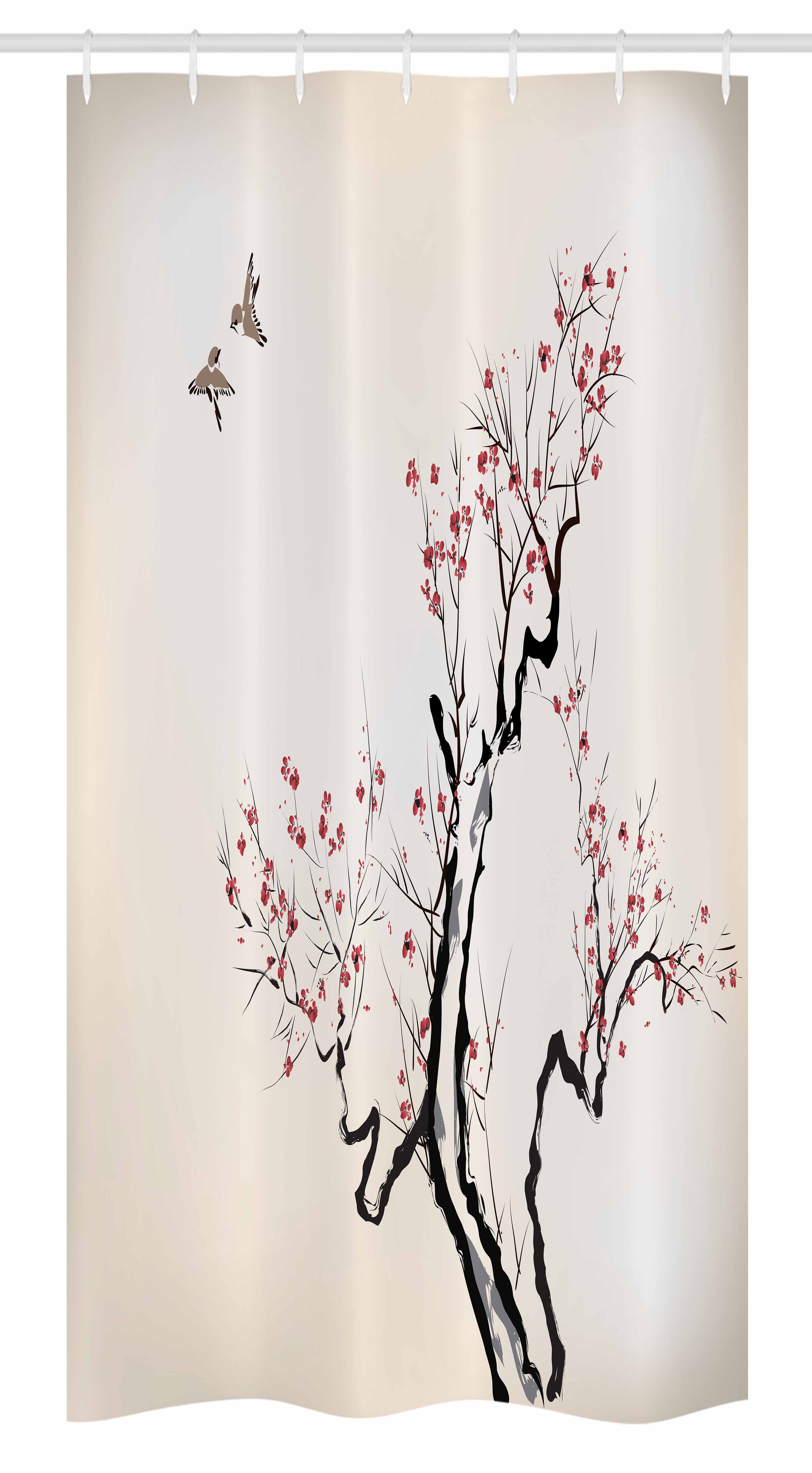 Floral Stall Shower Curtain, Classic Asian Paint Style Artwork Flower ...