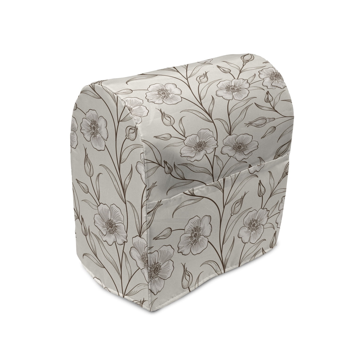 Floral Stand Mixer Cover, Outline Drawings of Buds and Flower Petals ...