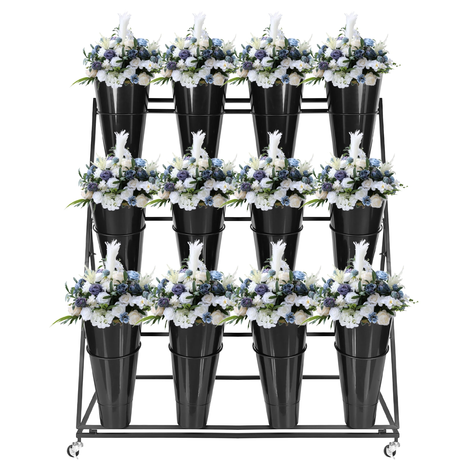 Floral Stand Plant Display Stand, Movable Flower Cart Shelf with 12 ...