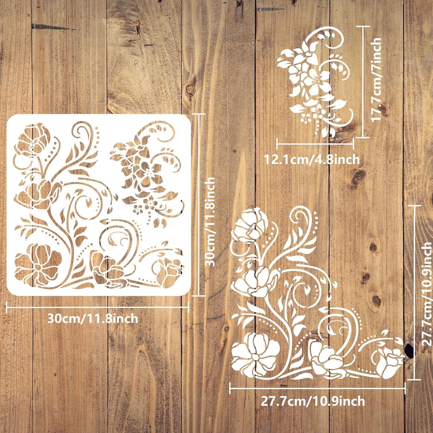 Floral Stencils for Painting 11.8x11.8 inch Floral Flourish Stencil ...