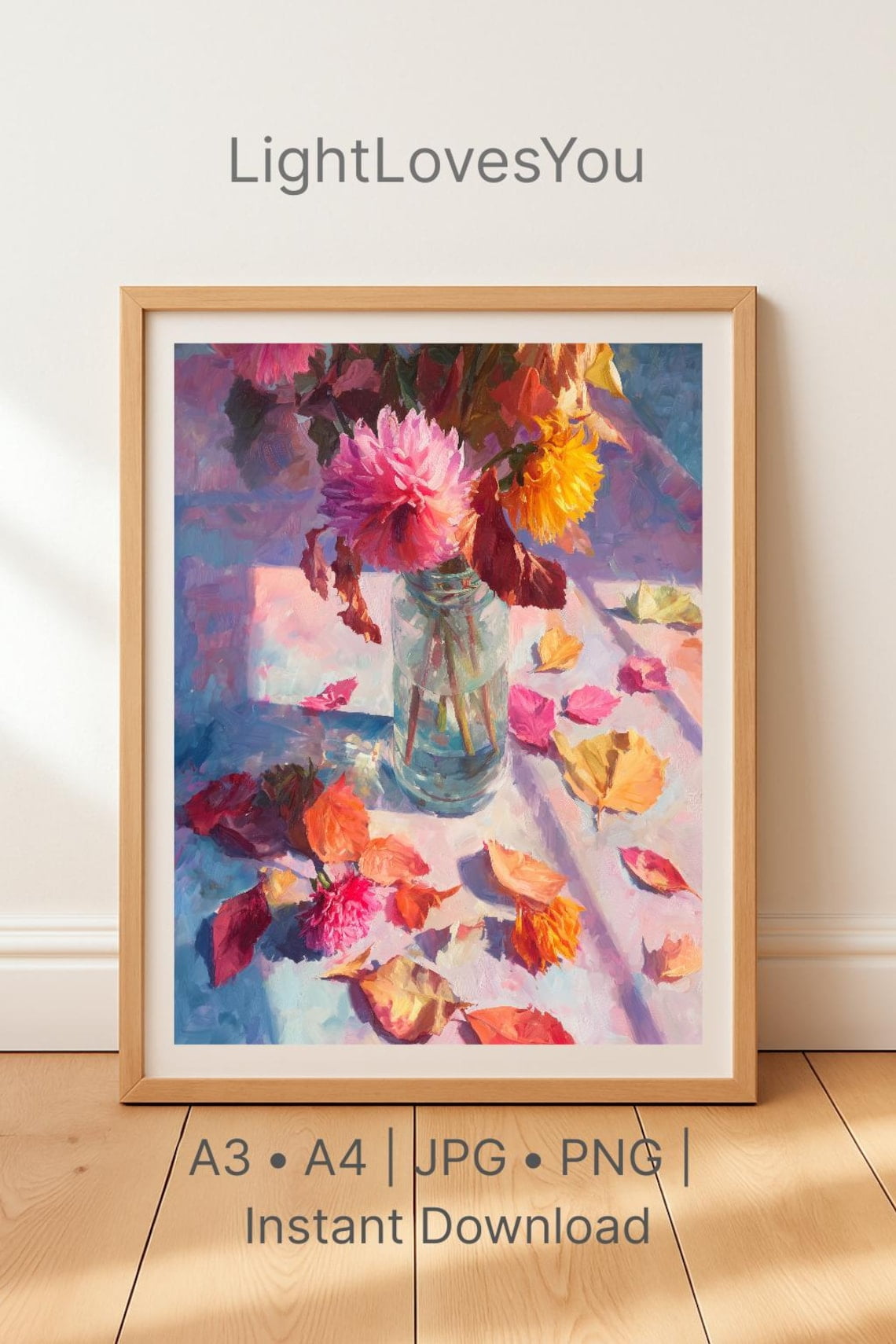 Floral Still Life Art Poster: Vibrant Autumn Colors, Unframed Poster ...