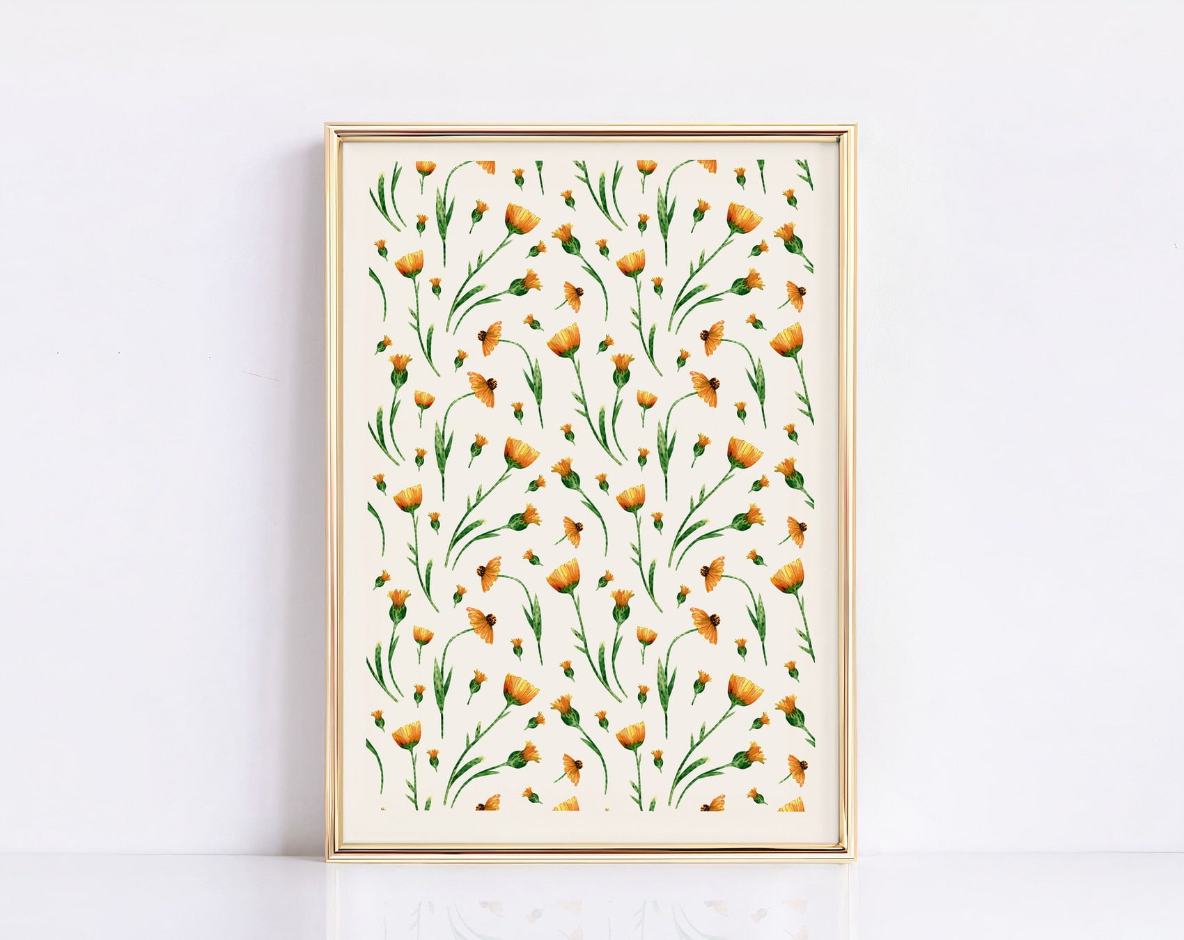 Floral Still Life Drawing, Vintage Country Floral print, Mid Century ...