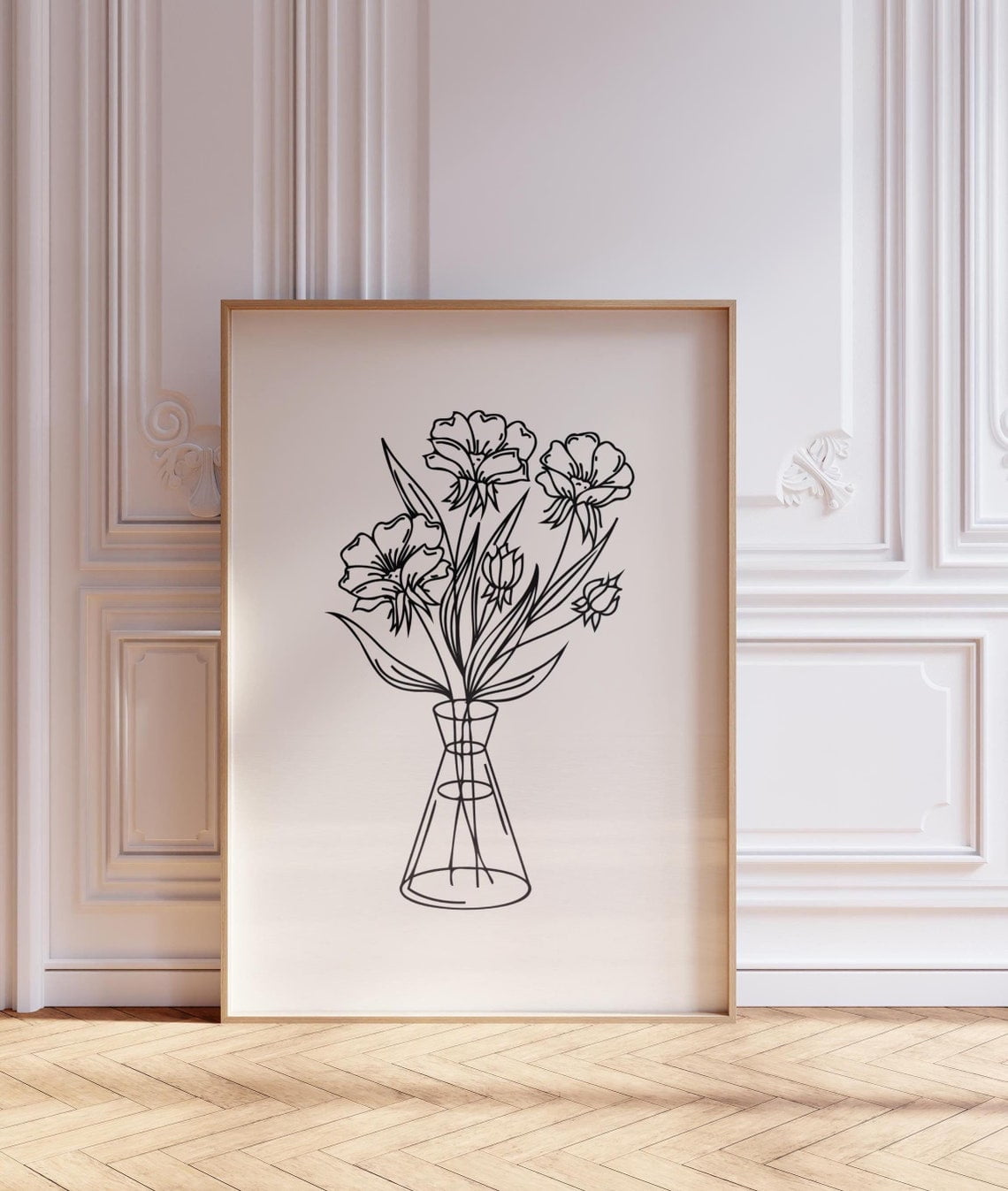 Floral Still Life Print: Black Fine Line Art #1939, Unframed Poster ...