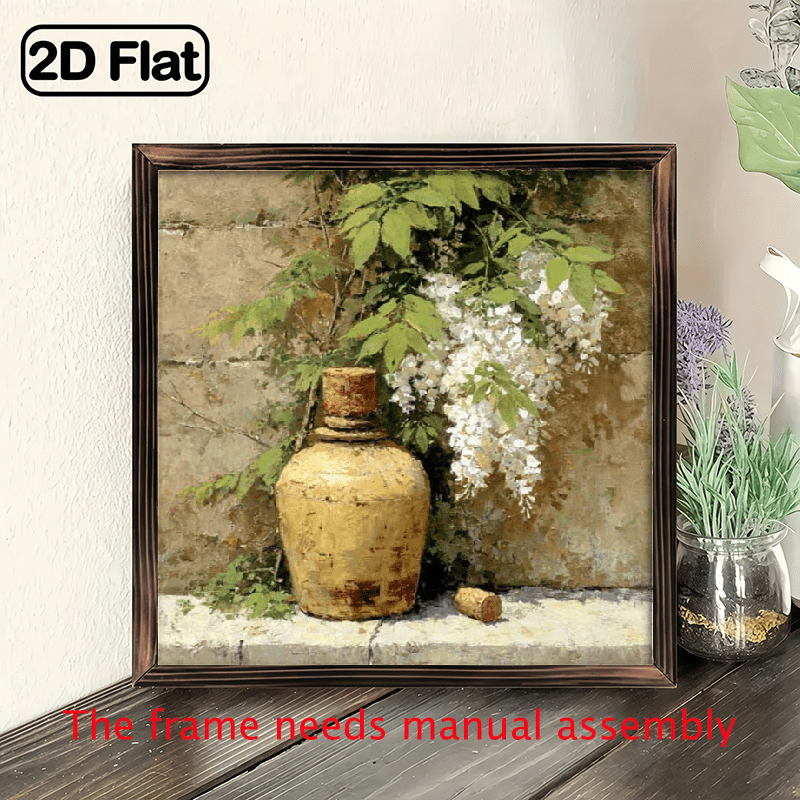 Floral Still Life Wall Art, Country Style Wooden Frame- 8X 8inch ...