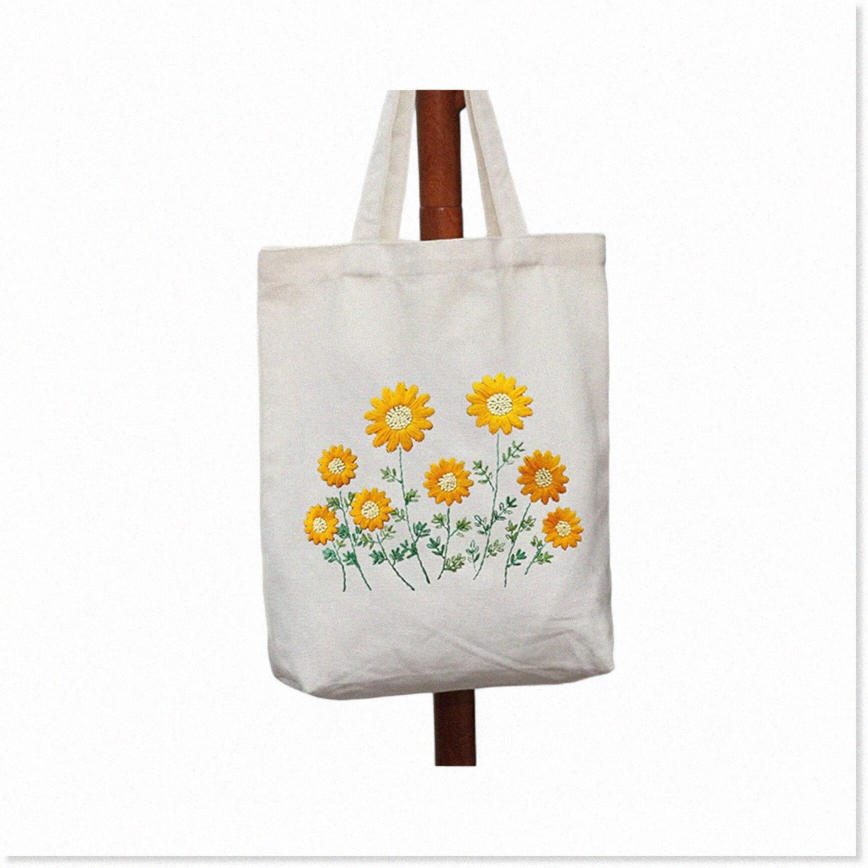 Floral Stitch & Carry: Beginner's Embroidery Kit - Canary Canvas Tote ...