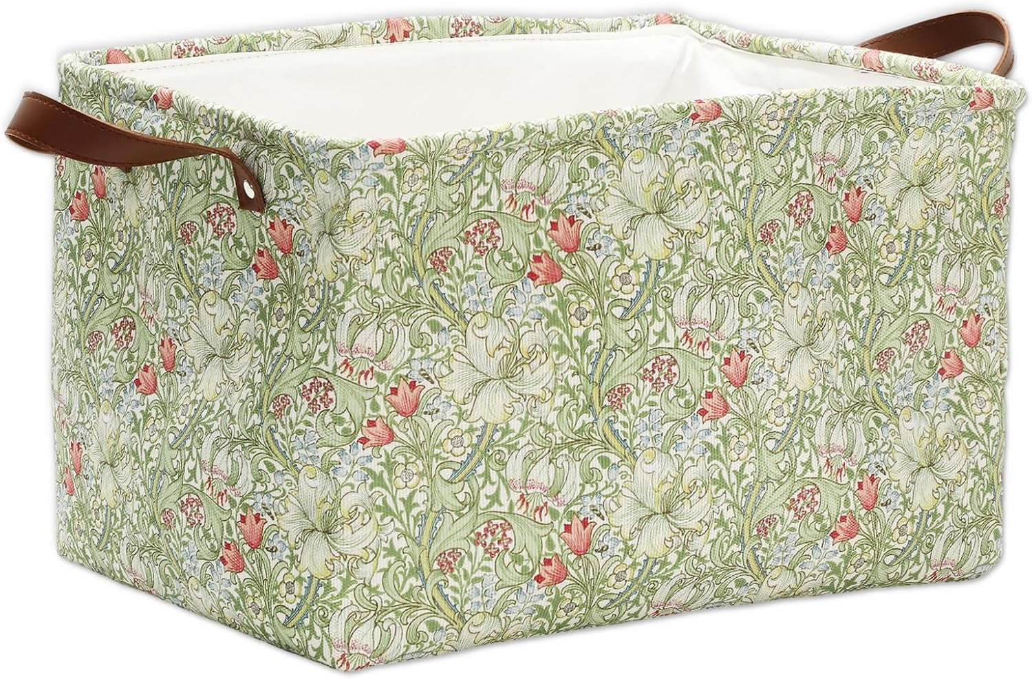 Floral Storage Basket Spring Flower Greenery Collapsible Canvas ...