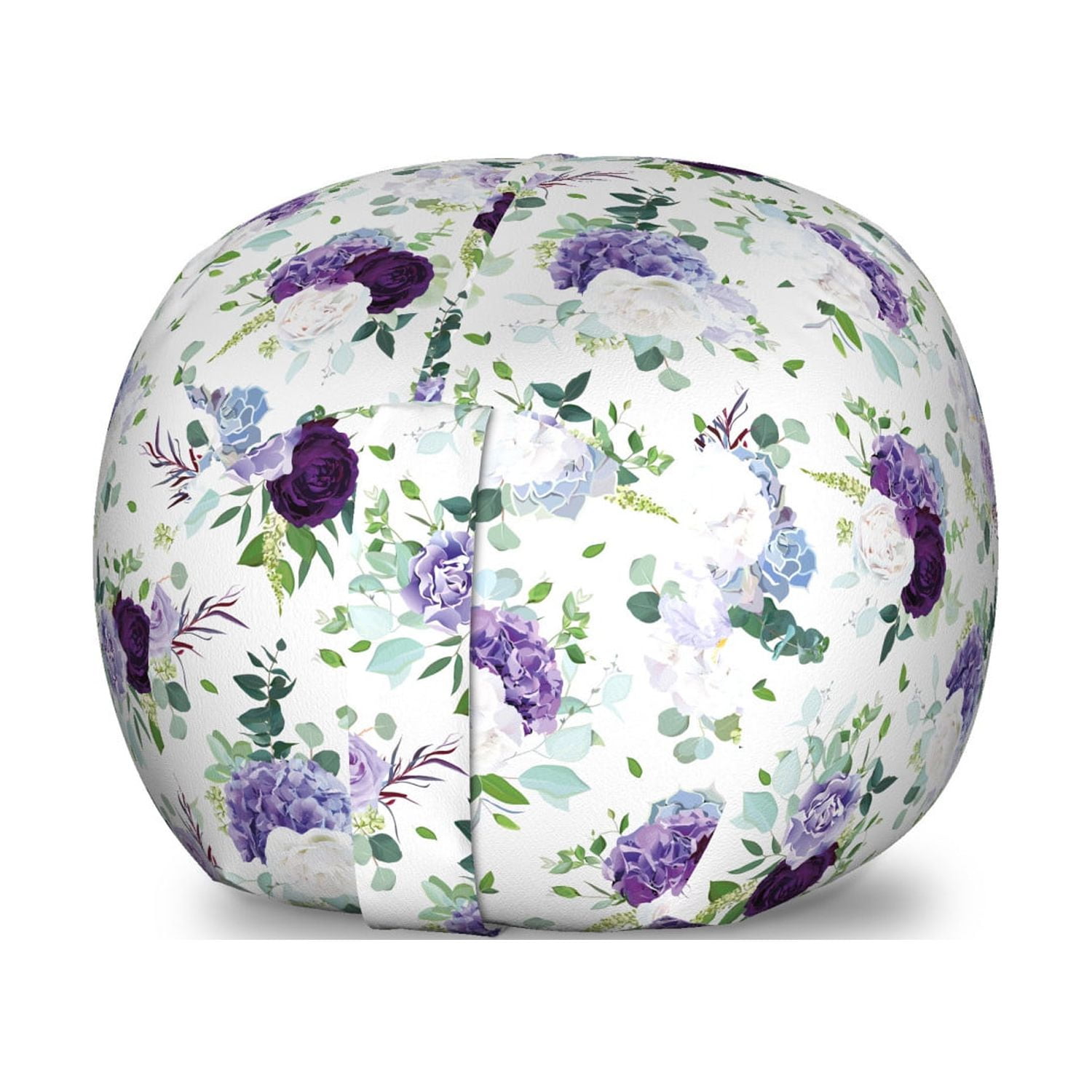 Floral Storage Toy Bag Chair, Repetitive Lilac Tones Flowers Hydrangea ...