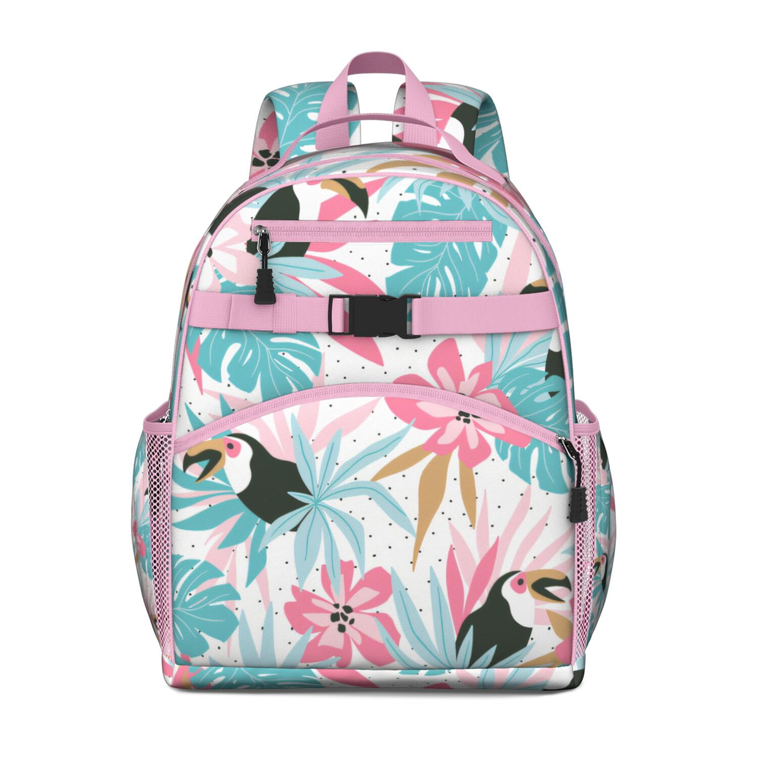 Floral Student Backpack Studentss Tropical Floral Hawaiian Print Jungle ...
