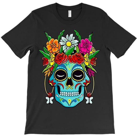 Floral Sugar Skeleton Head, Funny Day of the Dead Dia De Muertos ...