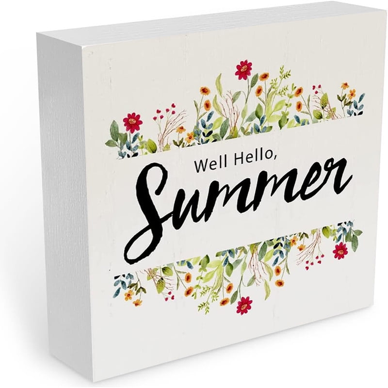 Floral Summer Ceramic Table Sign Plaque Hello Summer Wildflowers ...