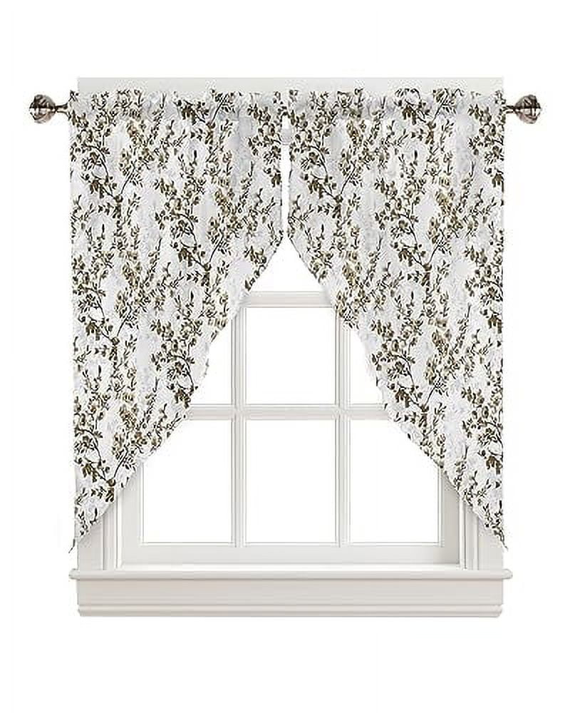 Floral Swag Curtains Farmhouse Yellow Apricot Flower Rod Pocket Kitchen ...
