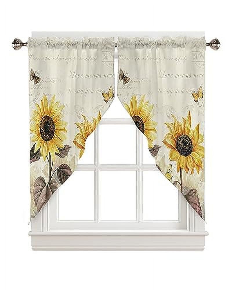 Floral Swag Valance Curtains Retro Sunflower Butterfly Country Style ...