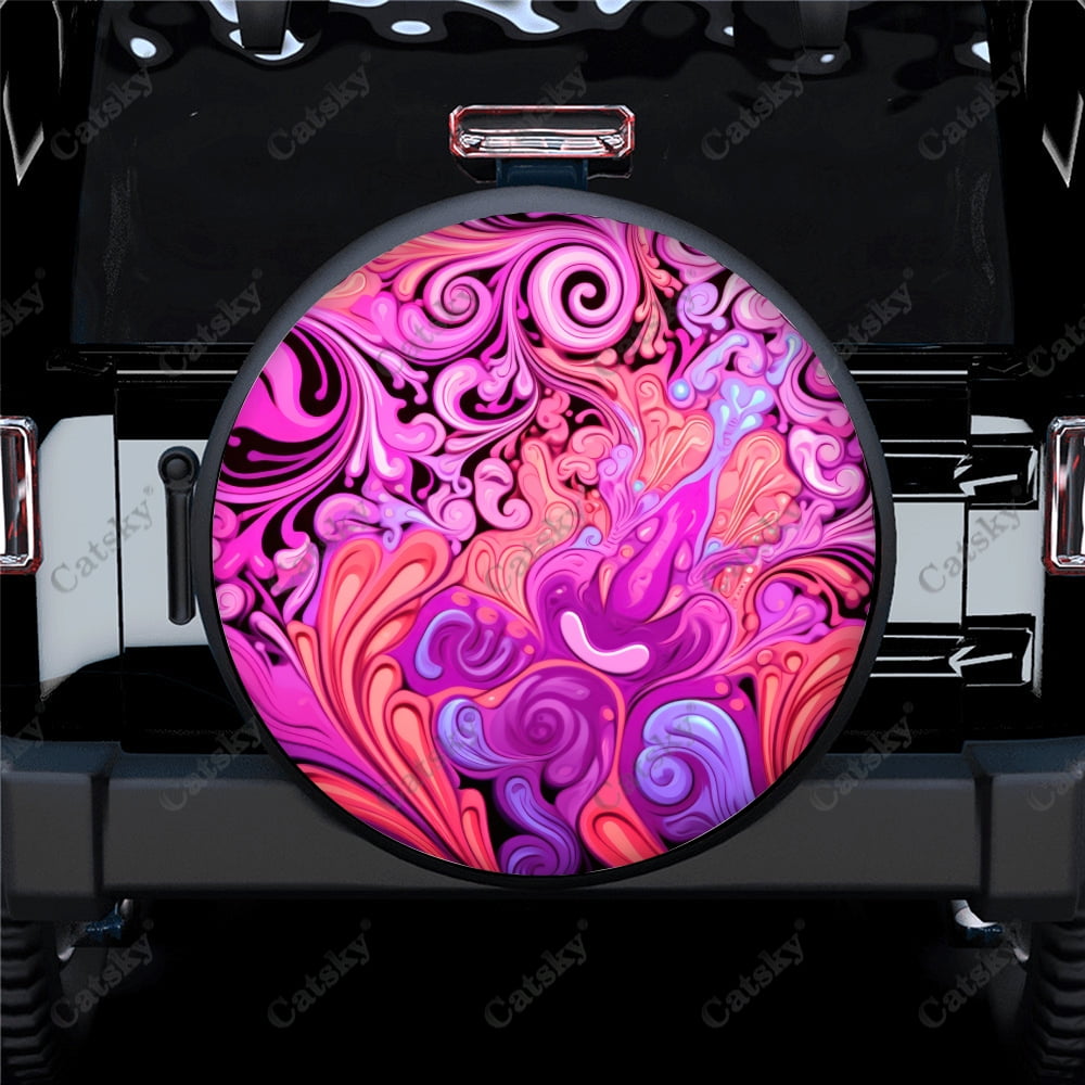 Floral Swirl Pattern Polyester Universal Spare Wheel Tire Cover Custom ...