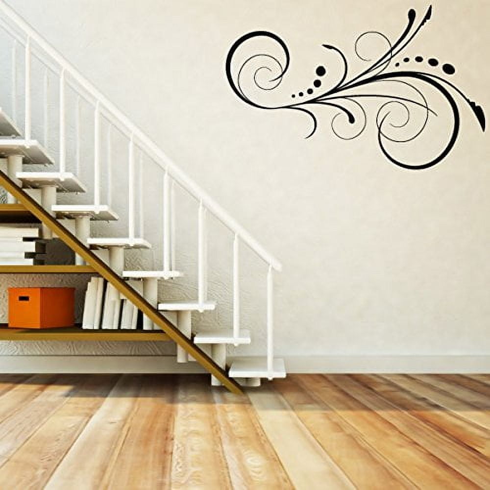 Floral Swirl Wall Decals Stickers ID029, Black, 72 Inches - Walmart.com