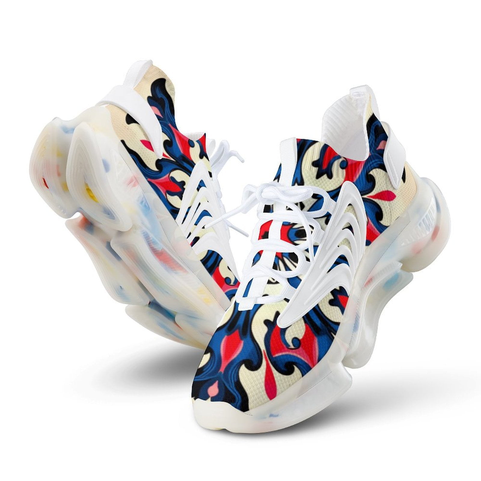 Floral Symmetrical Design Colorful Walking Shoes for Men Woman ...