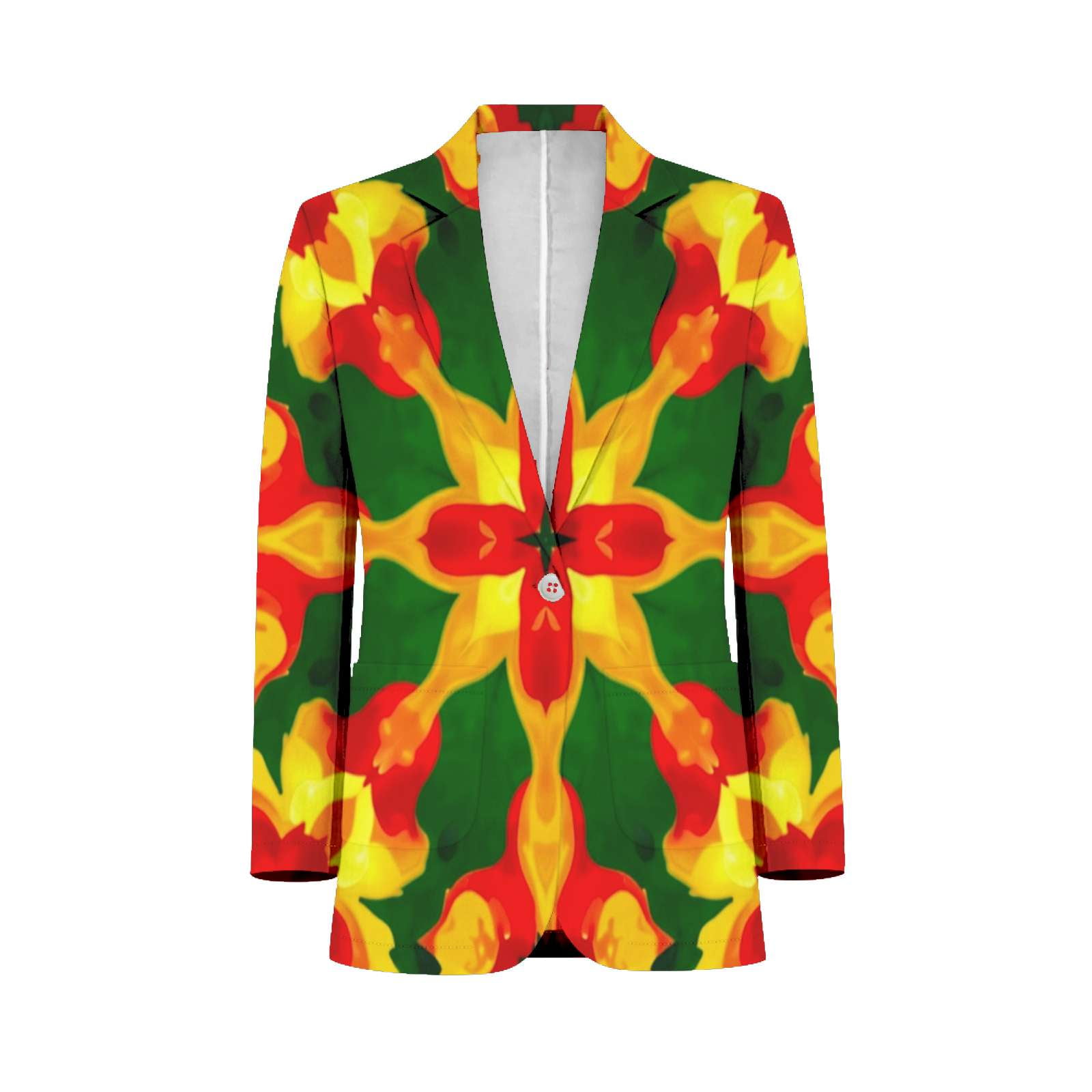 Floral Symmetrical Pattern Vibrant Colors Mens Suits Shawl Collar Slim ...