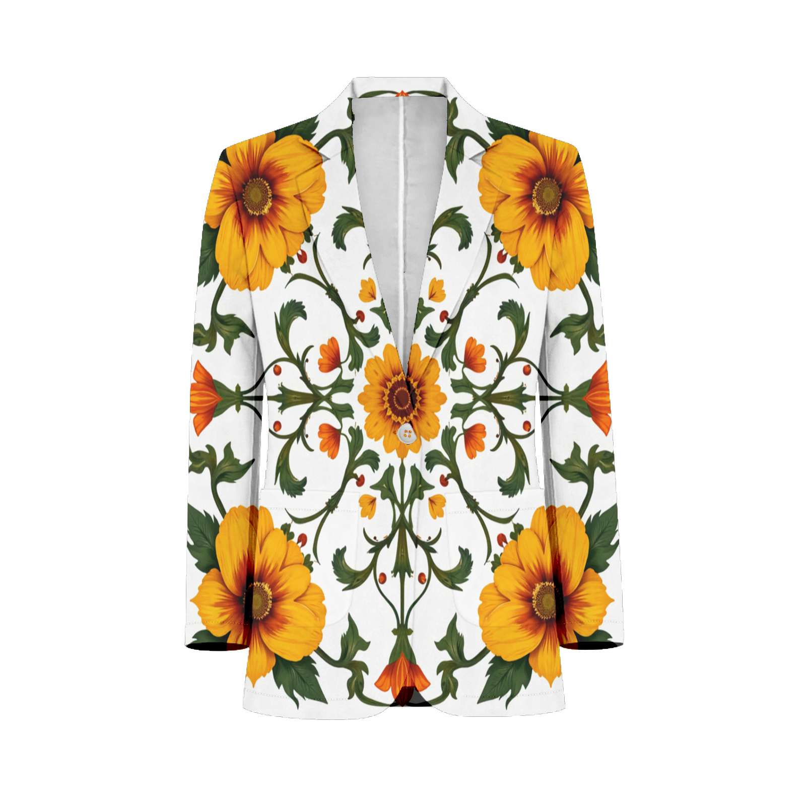 Floral Symmetry Design Vibrant Blooms Mens Suits Shawl Collar Slim Fit ...
