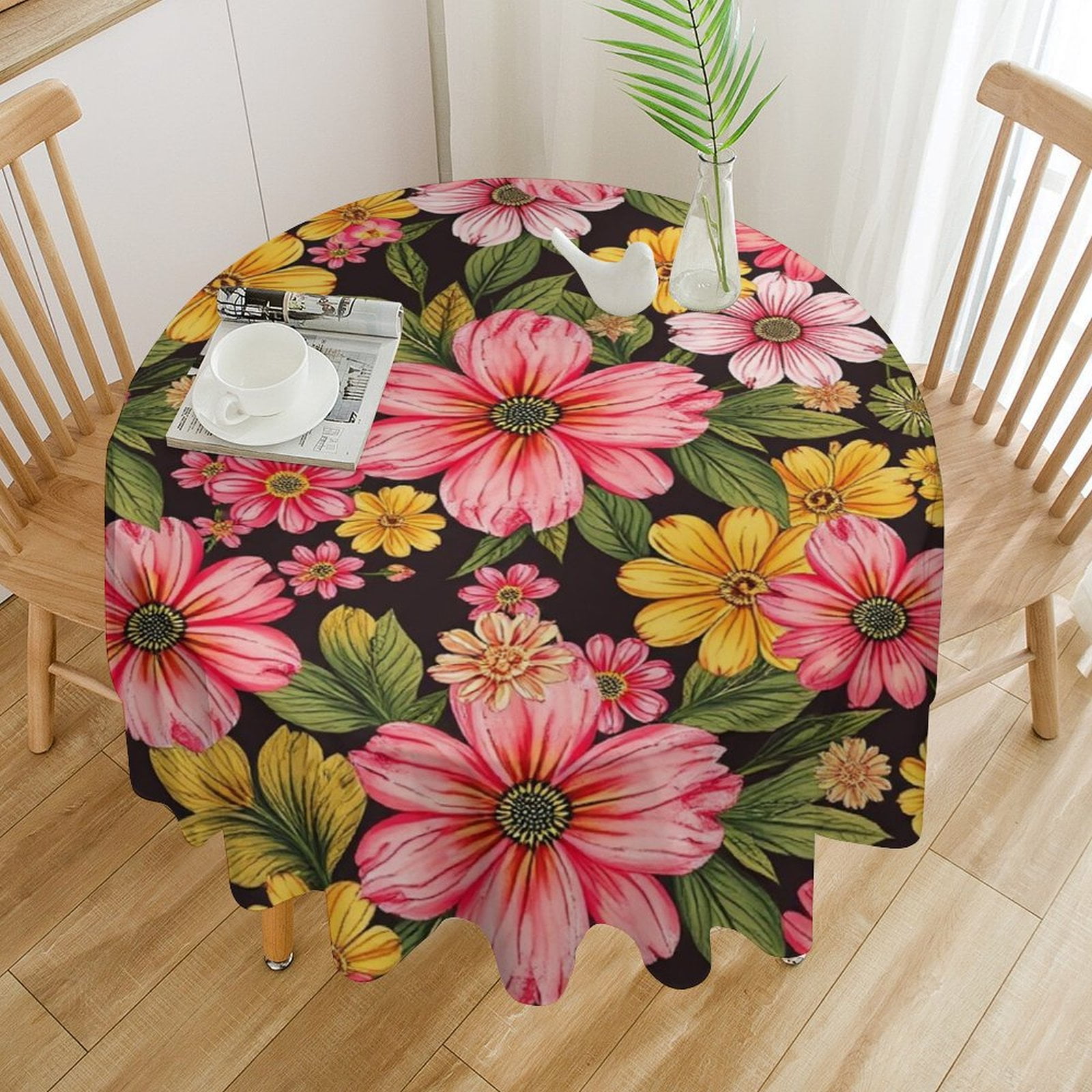 Floral Table Cloth Round PVC Wedding Kitchen Dining Desk Table Cover ...
