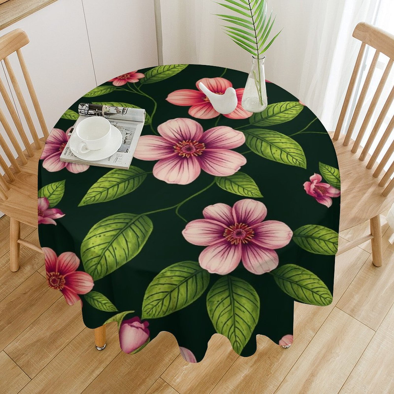Floral Table Cloth Round PVC Wedding Kitchen Dining Desk Table Cover ...