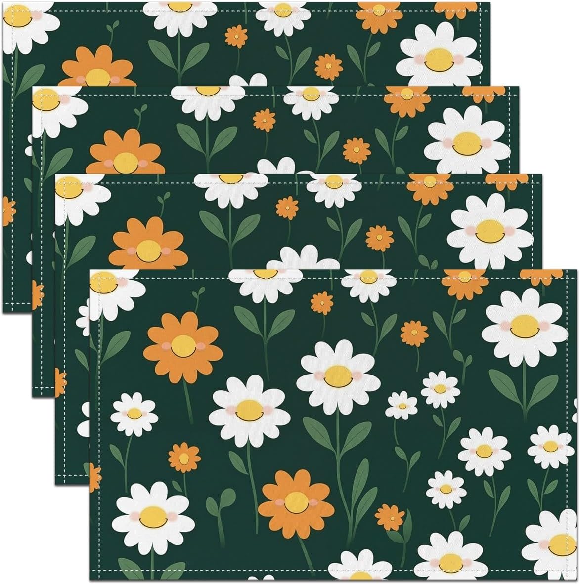 Floral Table Mats Placemat 12"x18" Spring Flower Placemats Set of 4 ...
