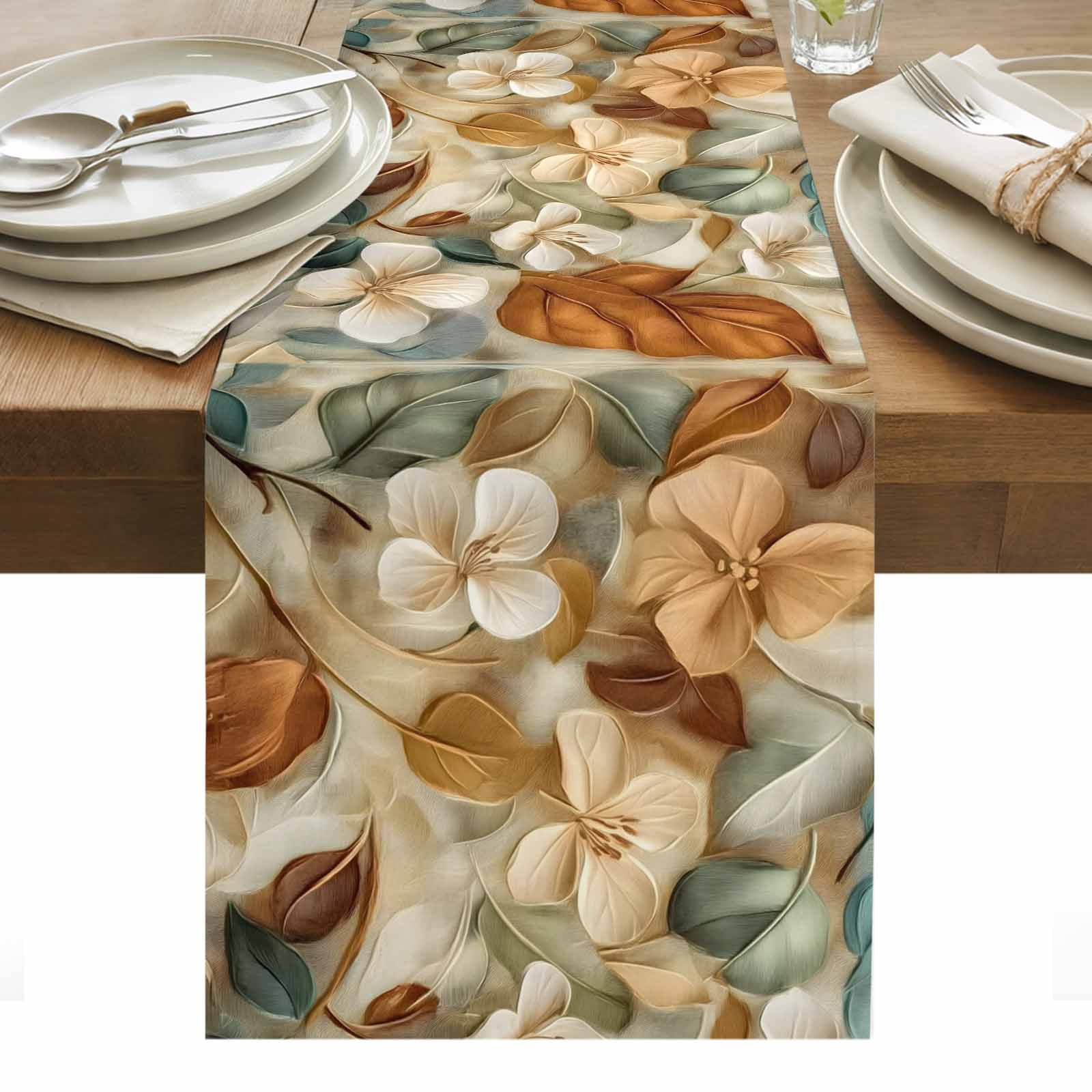 Floral Table Runner - 72 Inch Long, Kitchen Dining Table Runner Dresser ...