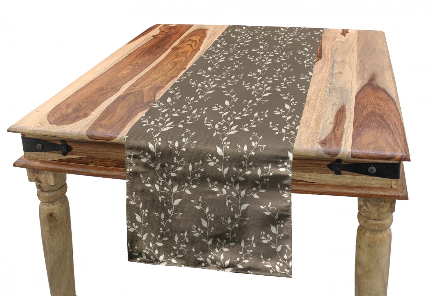 Floral Table Runner, Nature Inspirations Pattern Branches Leaves and ...