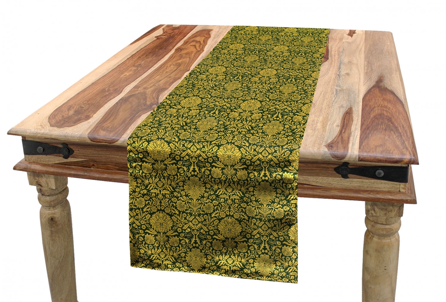 Floral Table Runner, Victorian Baroque Flower Motifs with Swirl Petals ...
