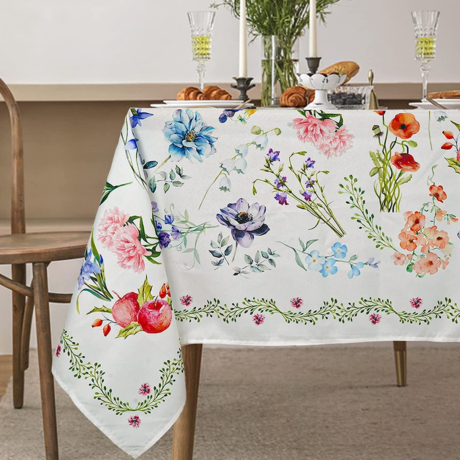 Floral Tablecloth,FloralPrint Tablecloth for Rectangle Tables 60 x 120 ...