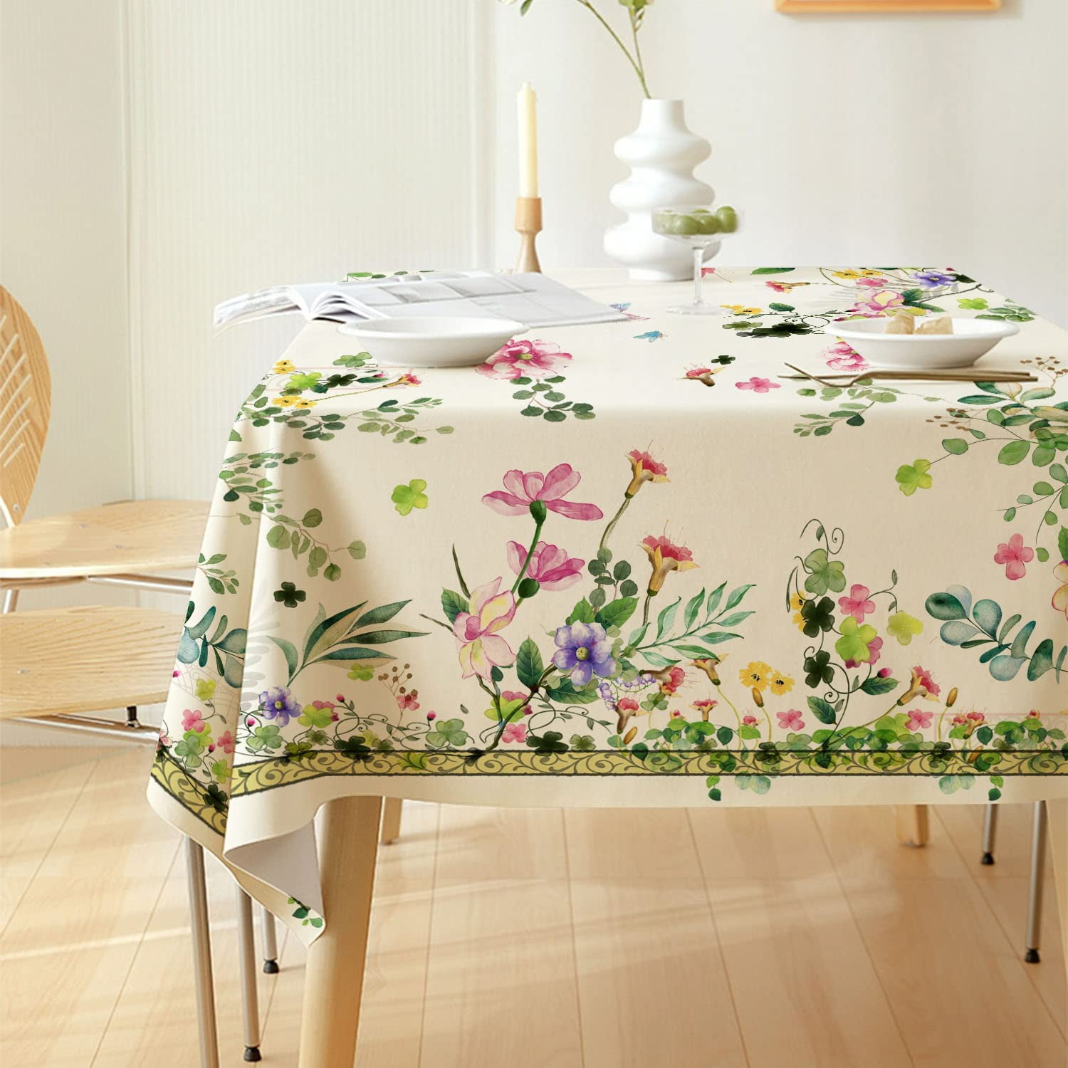 Floral Tablecloth, Wild Flower Table Cloth, Spring Summer Waterproof ...