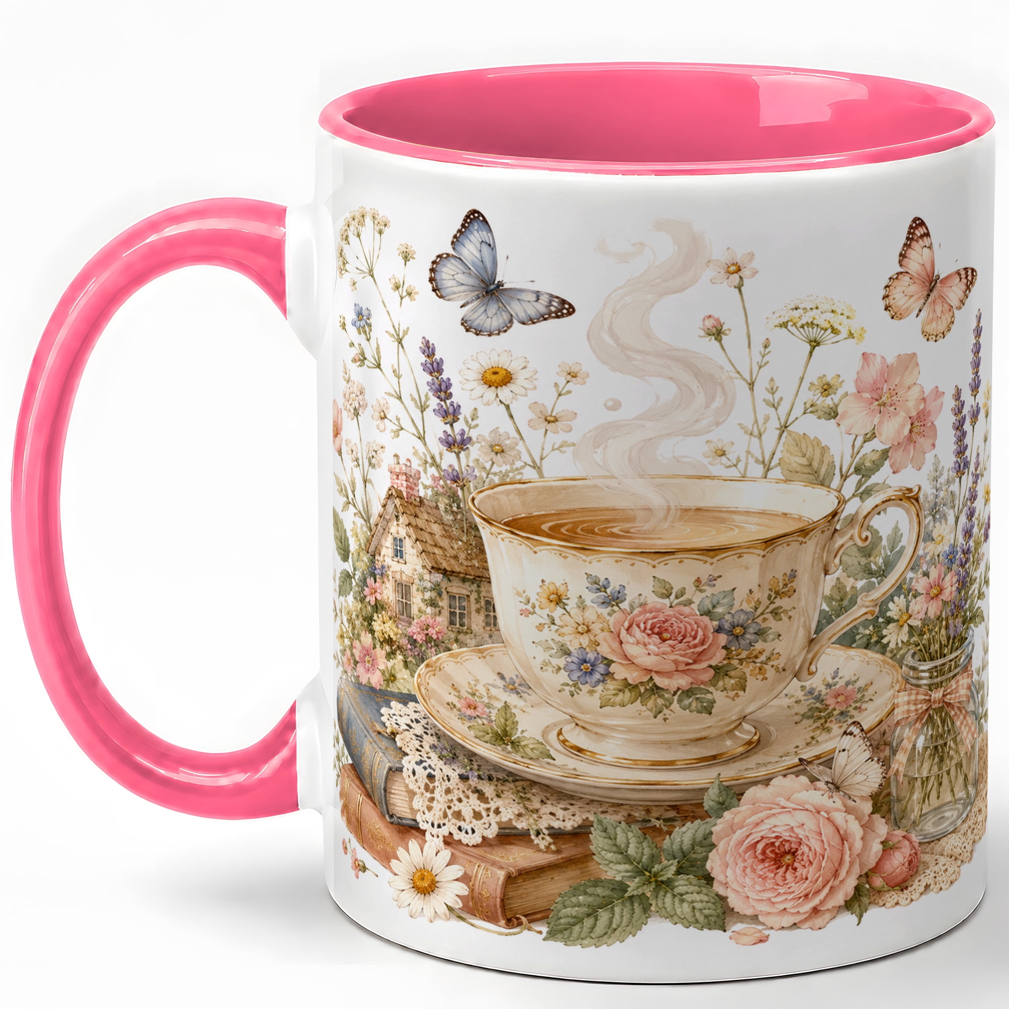 Floral Tea Cup Coffee Mug, Watercolor Teacup Mug, Cottagecore Tea Lover ...