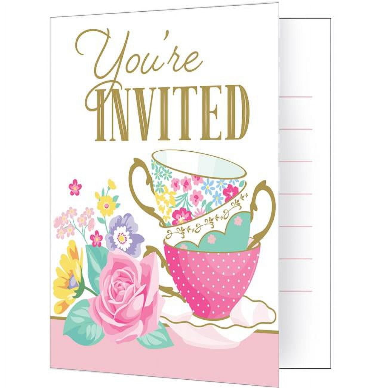 Floral Tea Party Invitations, 8 Count - Walmart.com