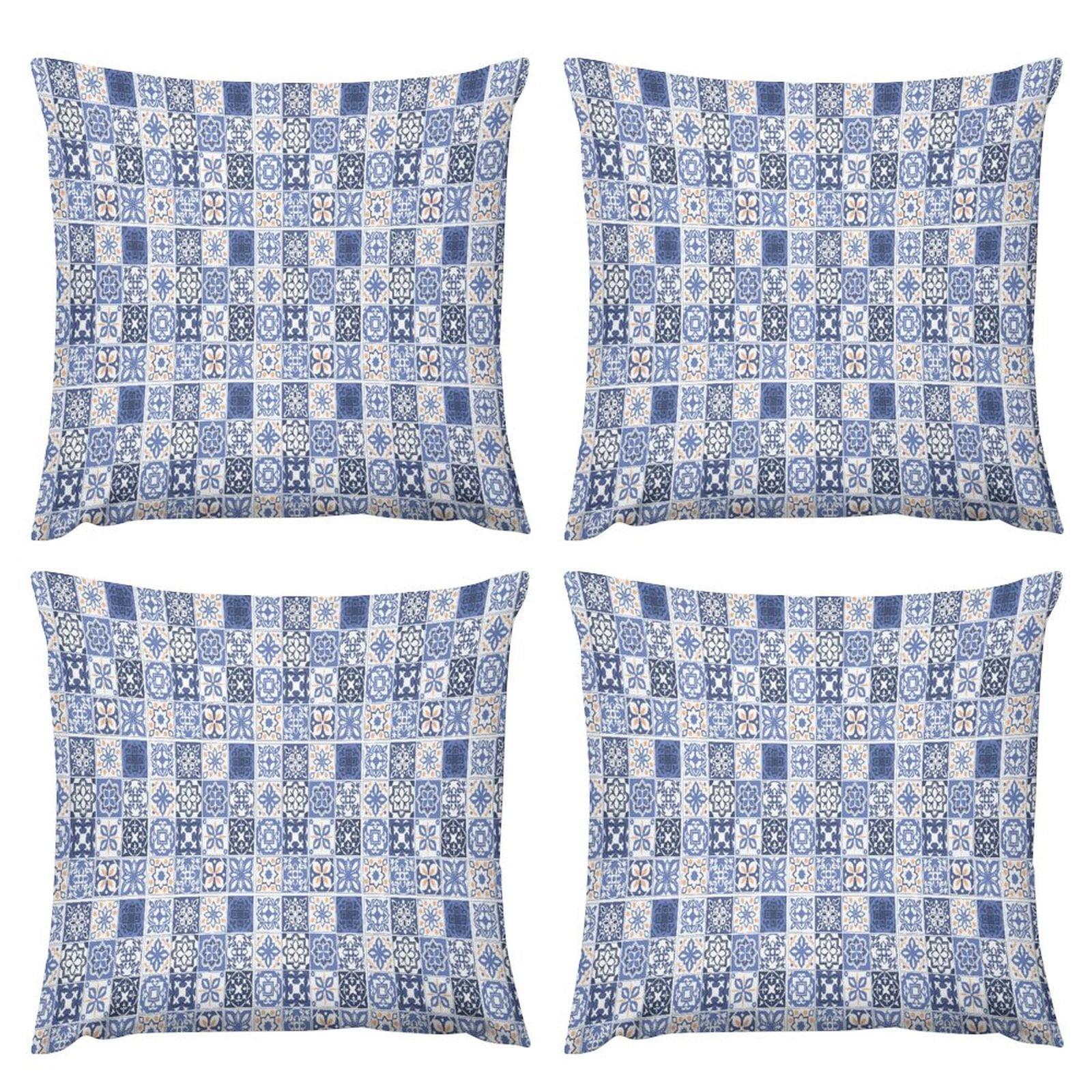 Floral Texture Celadon 4 Pcs Cushion Covers Sofa Cushion Covers Short ...