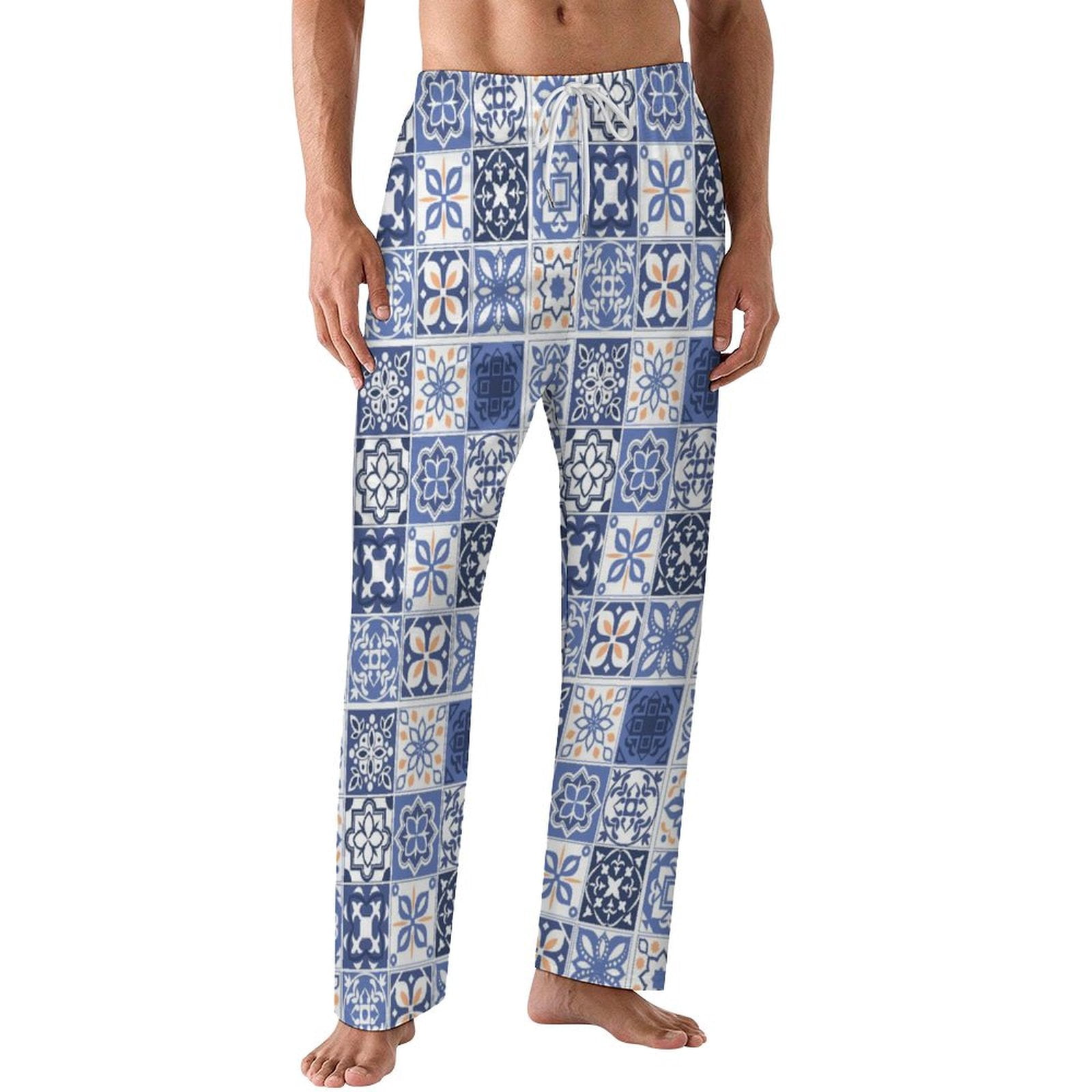 Floral Texture Celadon Mens Pajamas Pajama Pants Mens Sleepwear Lounge ...