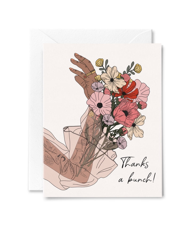 Floral Thanks Card – “Thanks a Bunch!” with Elegant Flower Bouquet ...