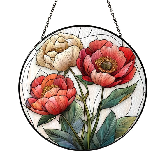 Floral Theme Fantasy Stained Glass Window Hanging, Decorative Botanical ...